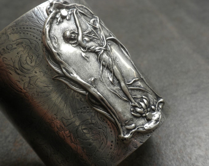 Wide Silver Cuff Bracelet • Art Nouveau Moon Goddess Core Jewelry ...
