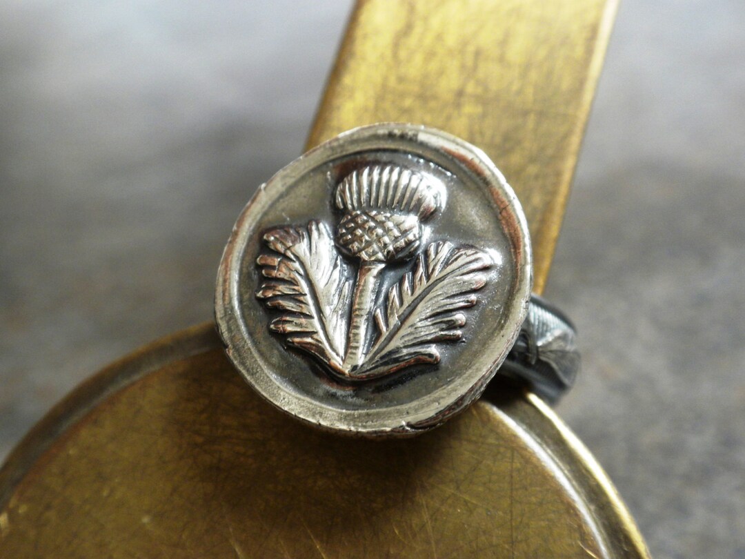 Silver Signet Ring Scottish Thistle Jewelry - Etsy