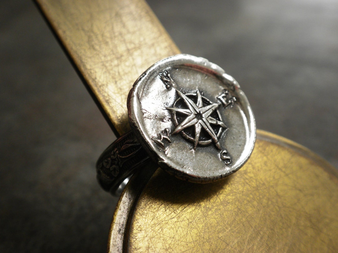 Silver Compass Ring Gift for Traveler Nautical Jewelry - Etsy