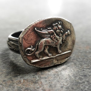 Silver Ring Winged Lion of Venice Wax Seal Jewelry - Etsy