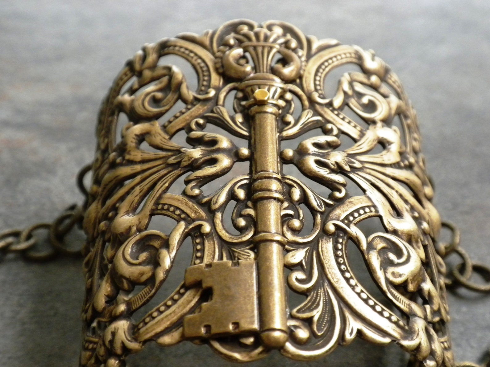 Steampunk Skeleton Key Jewelry Extra Wide Filigree Cuff Bracelet - Etsy