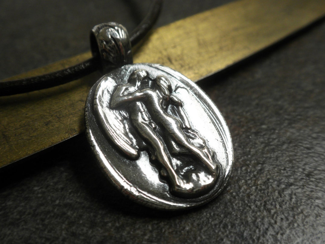 Romantic Gift for Her Mythology Jewelry Eros and Psyche Silver Pendant ...