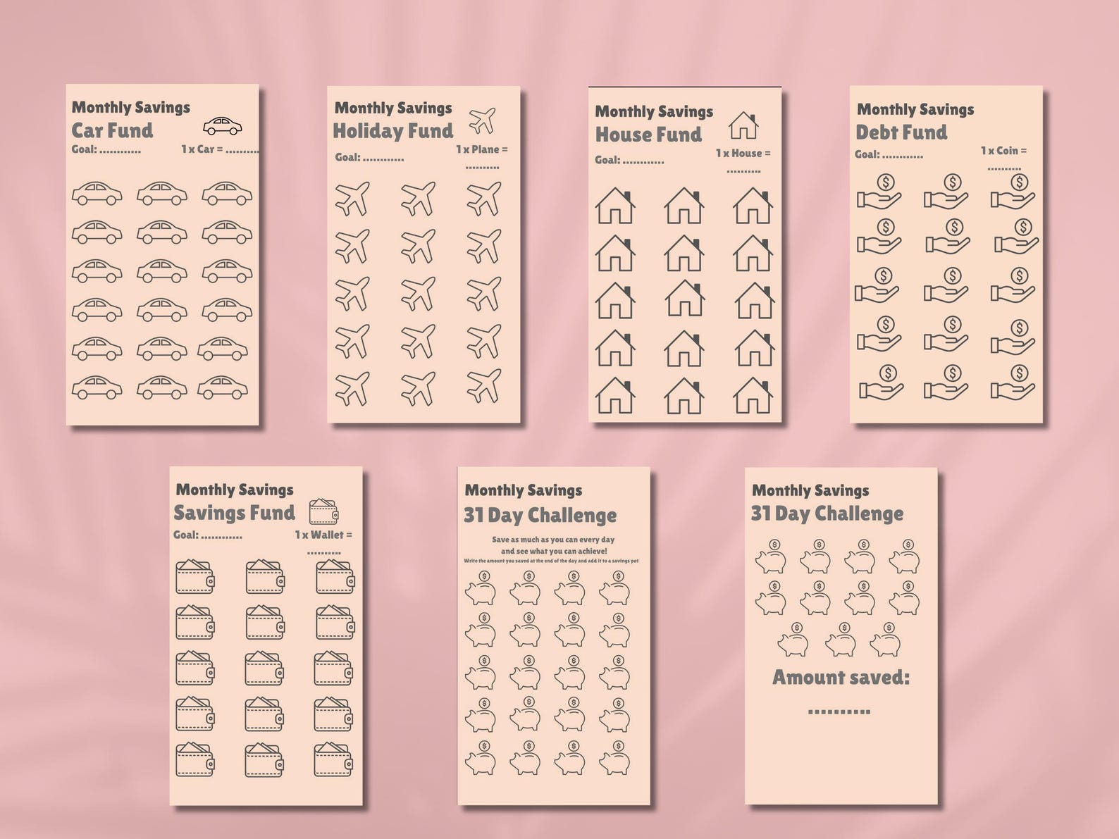 6 Monthly Challenge Sheets | Printable & Digital Goal Tracker for ...
