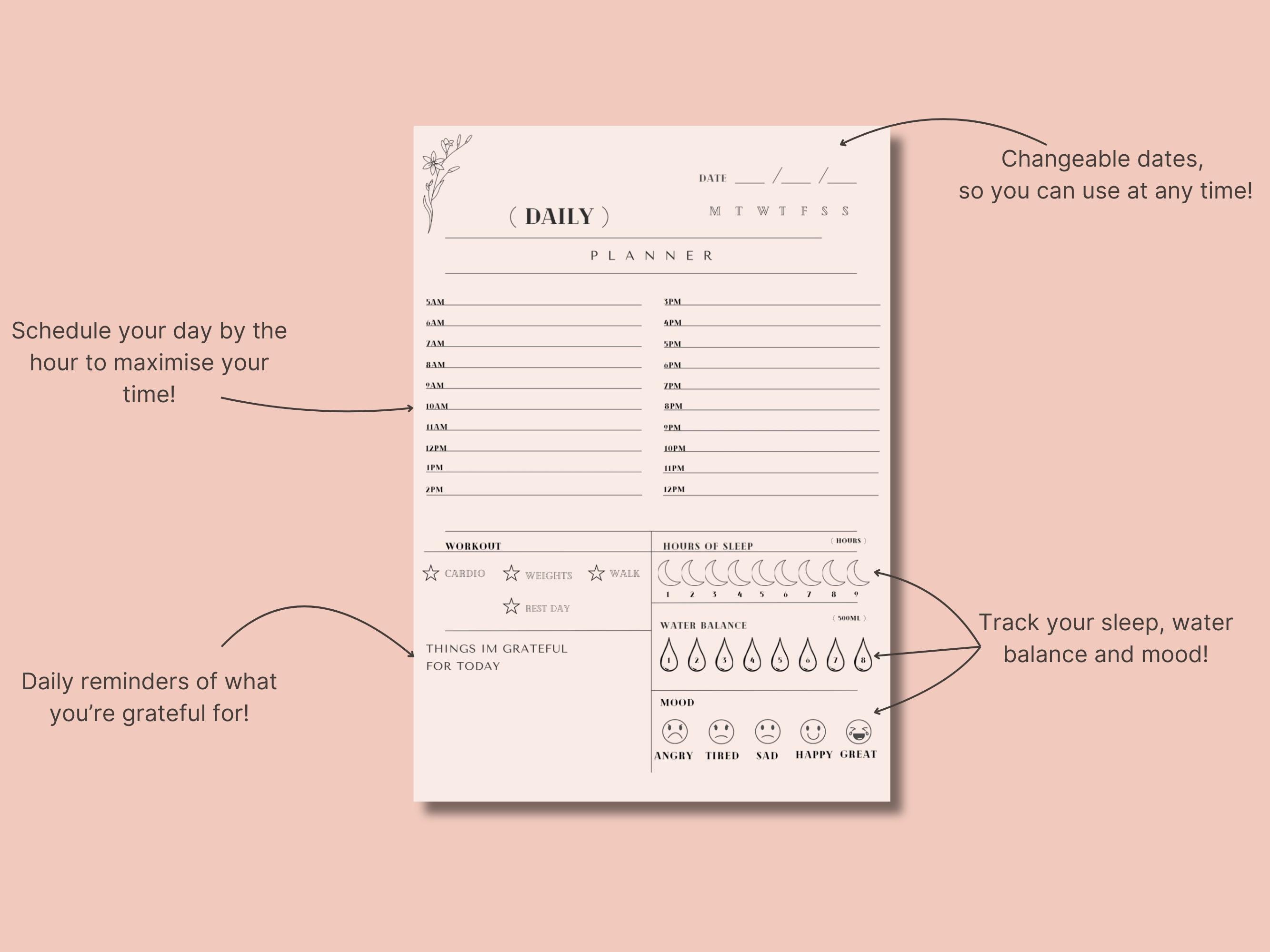 Printable Daily Planner Instant Download Goal Setting Organizer Digital ...
