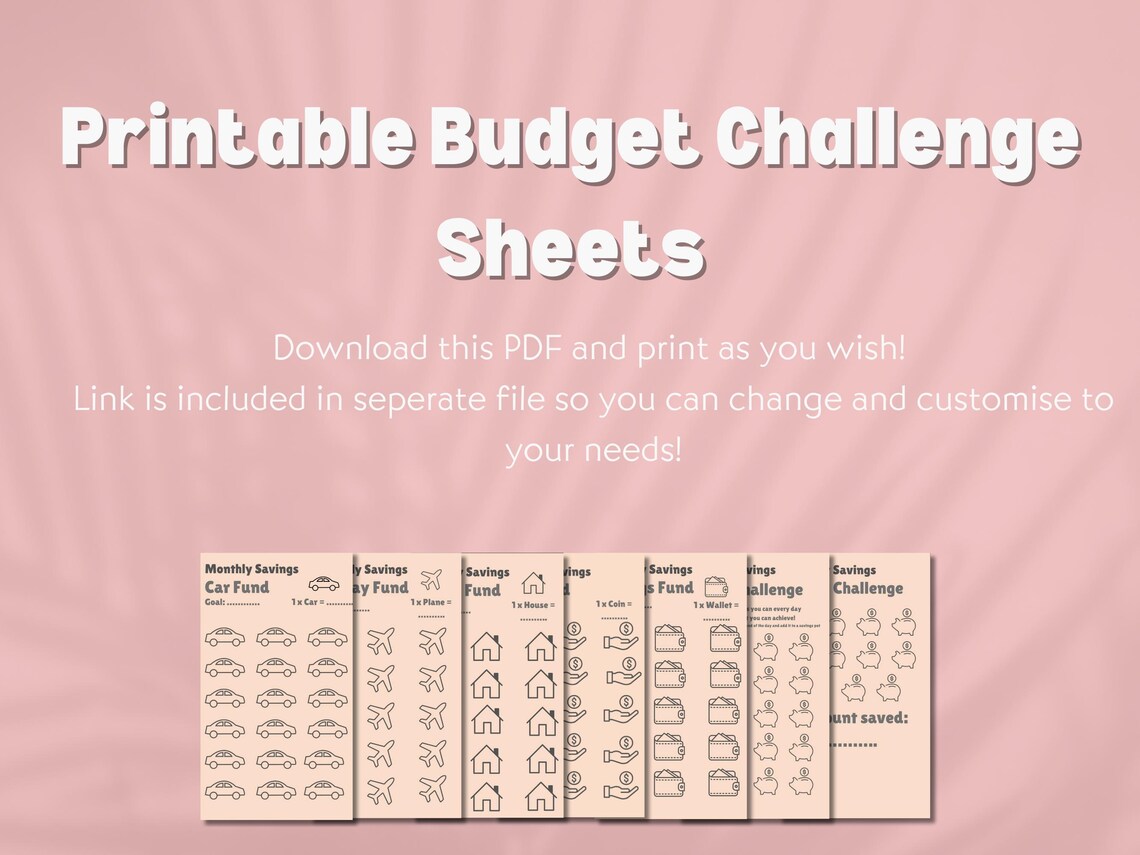 6 Monthly Challenge Sheets | Printable & Digital Goal Tracker for ...