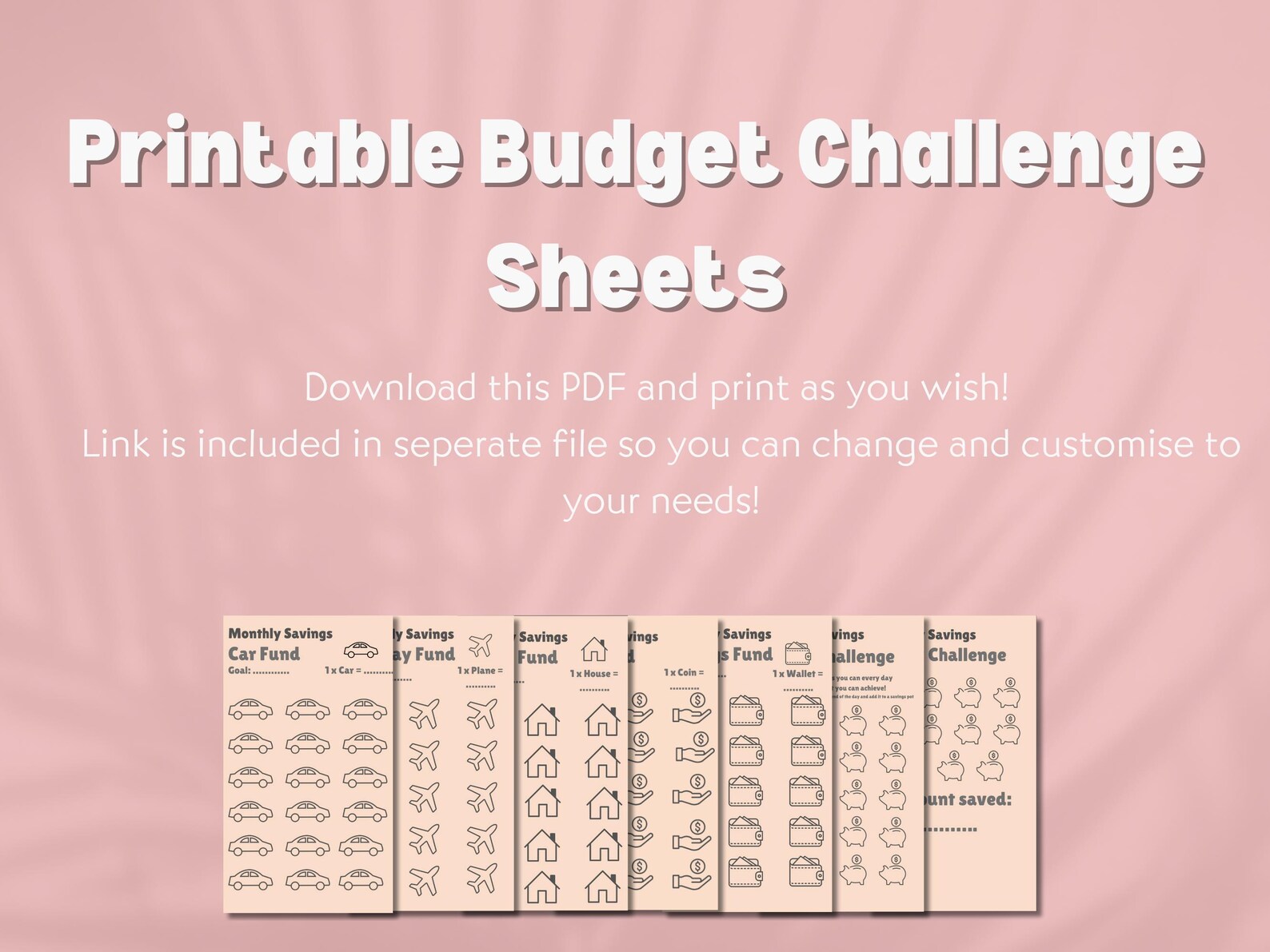 6 Monthly Challenge Sheets | Printable & Digital Goal Tracker for ...