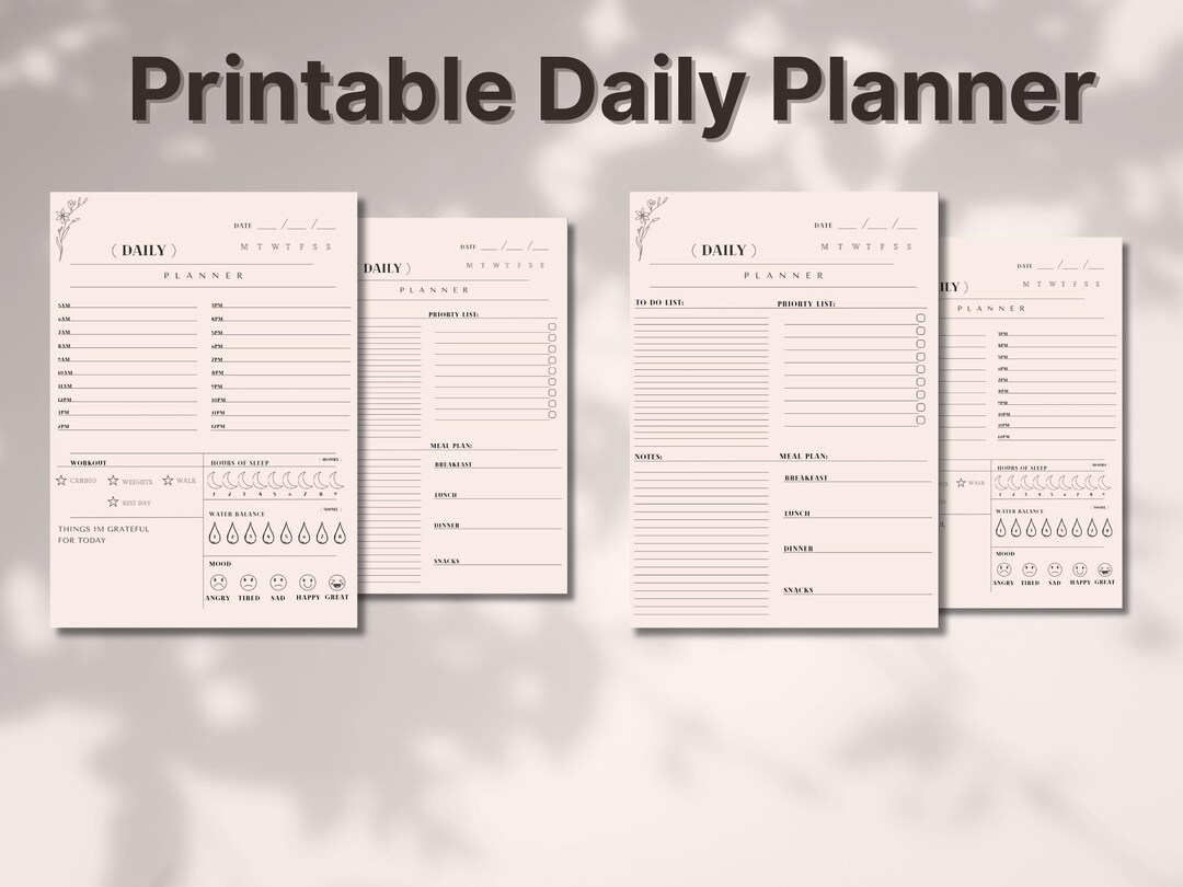 Printable Daily Planner Instant Download Goal Setting Organizer Digital ...