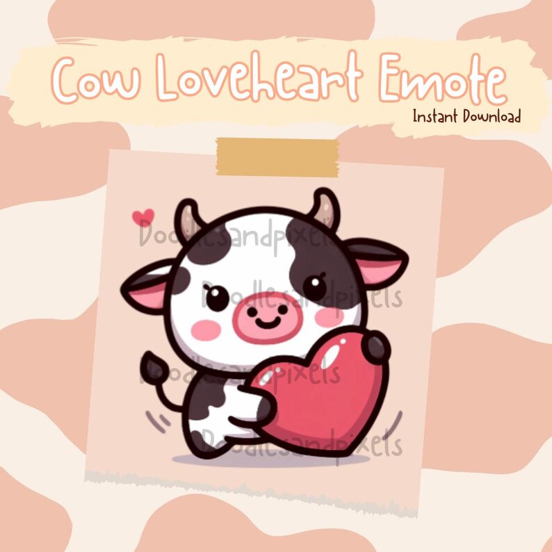 Cow Loveheart Emote for Twitch and Discord - Etsy
