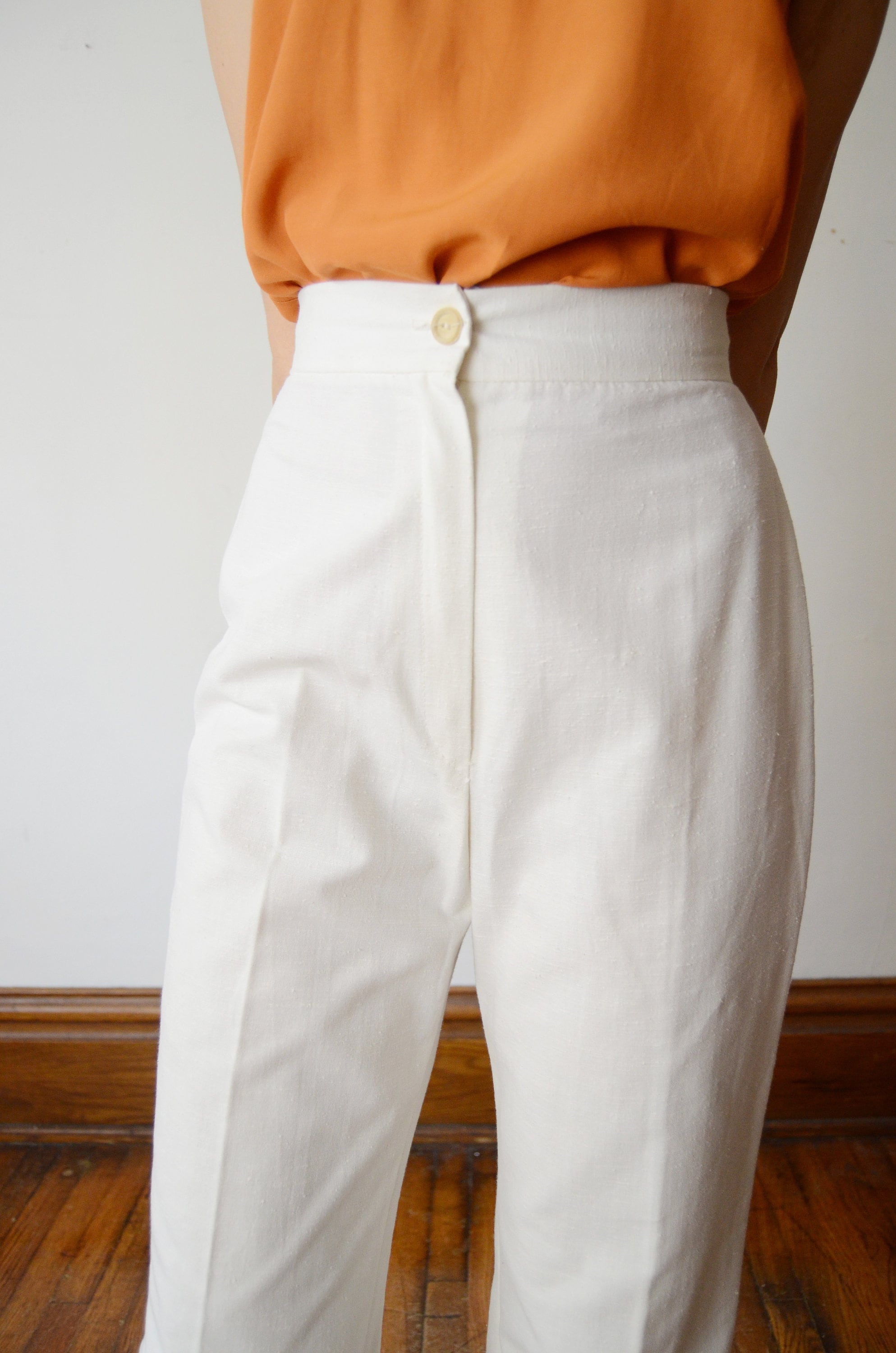 1970s Highwaist White Pants - S