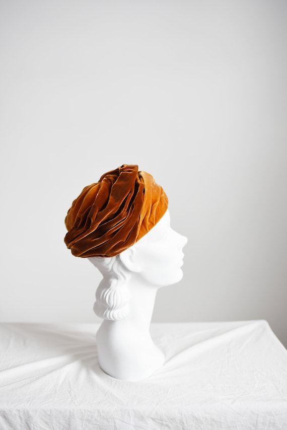 1960s Turban hat, velvet multi colored turban 60s sty… - Gem