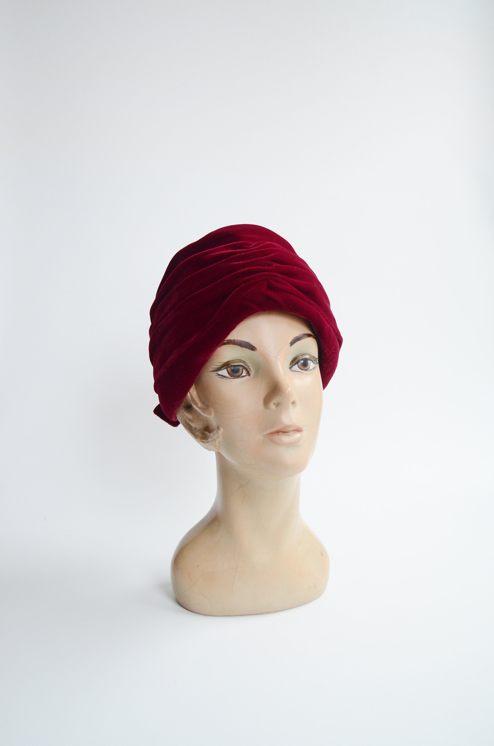 1960s Structured Velvet Turban