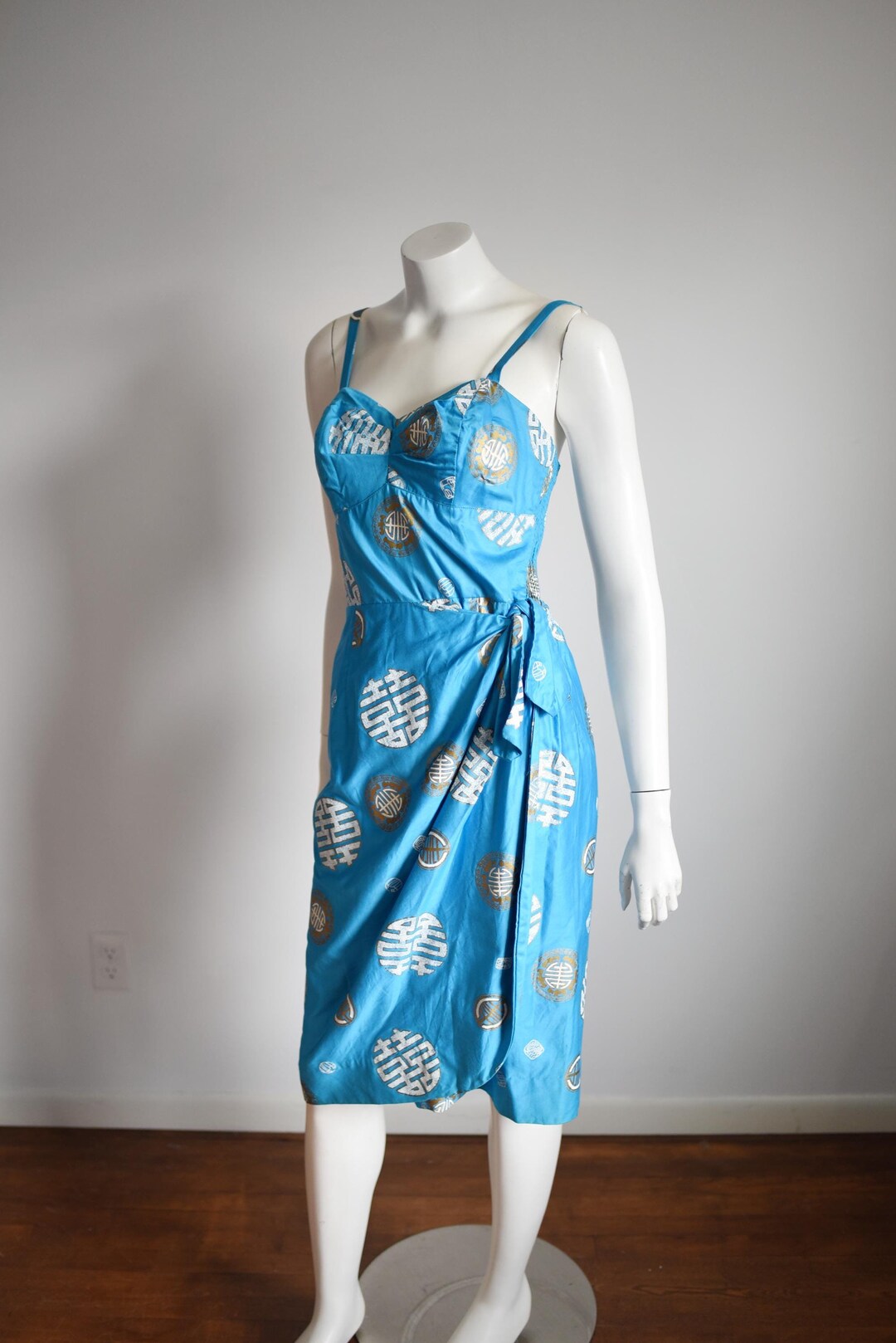 1950s Metallic Screen Printed Hawaiian Sarong Dress - S - Etsy