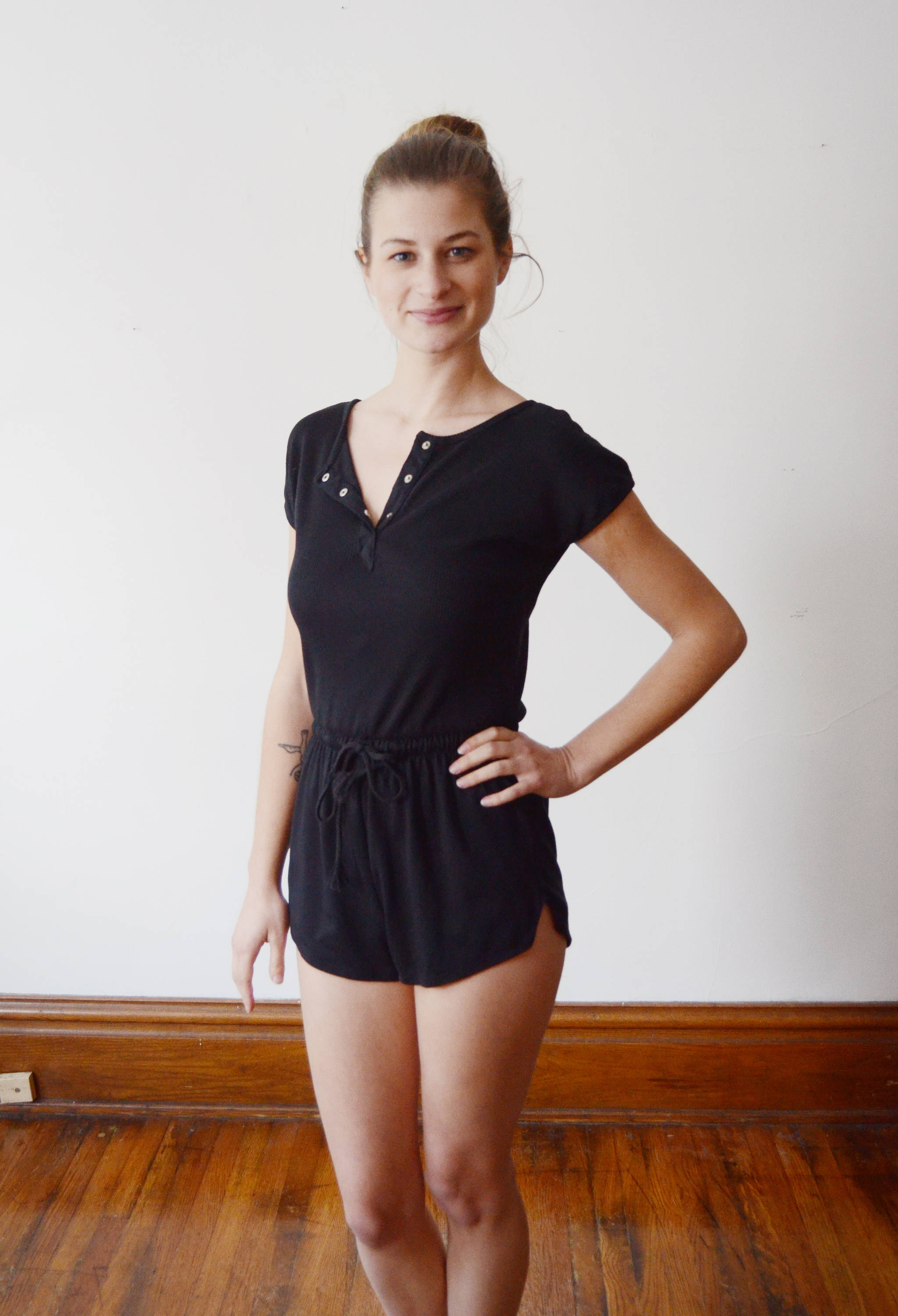 1980s Black Jersey Romper - XS