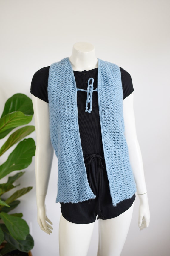 1970s Blue Knit Vest - S - Gem