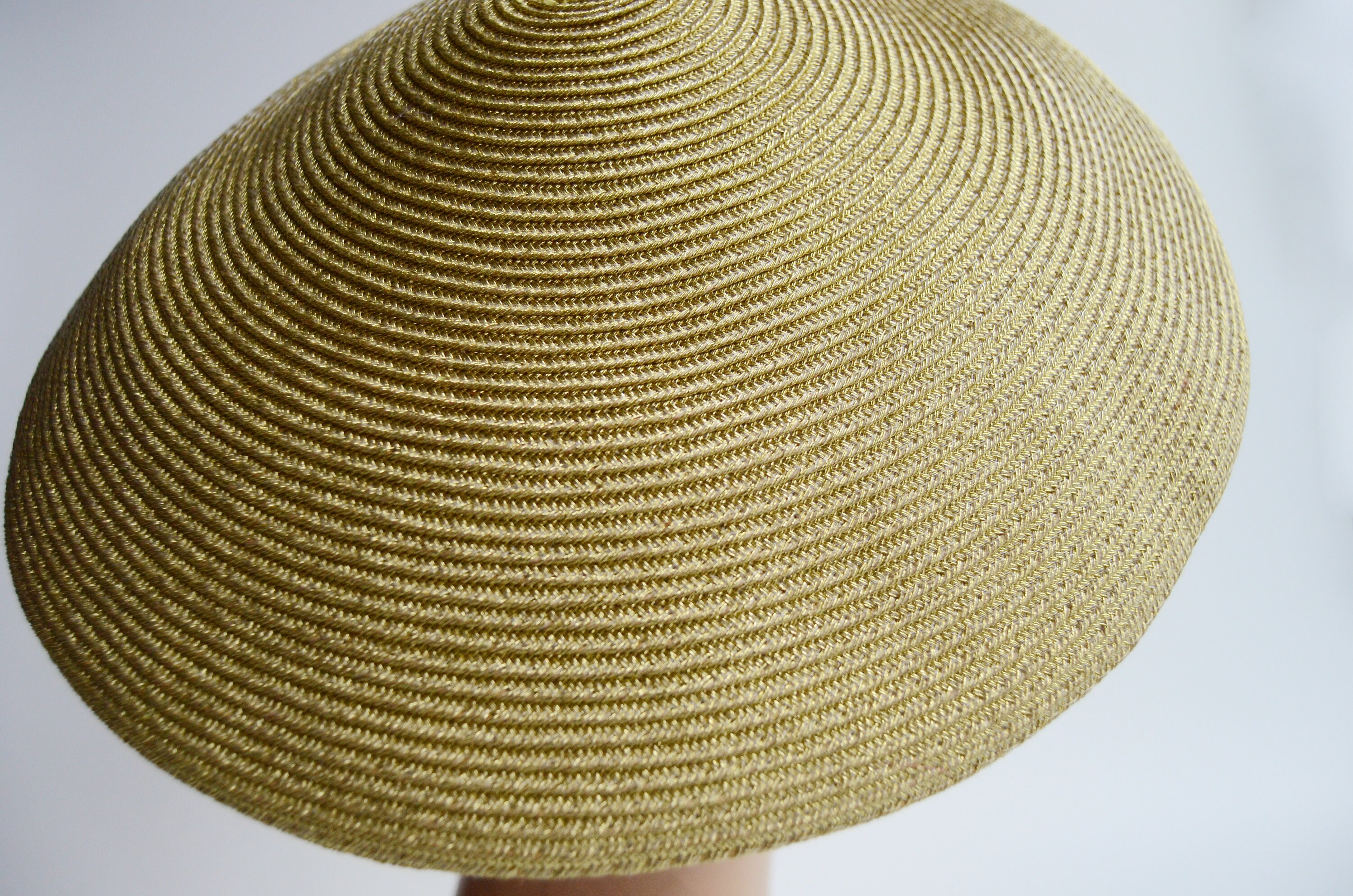 1980s Gold Straw Beret Hat