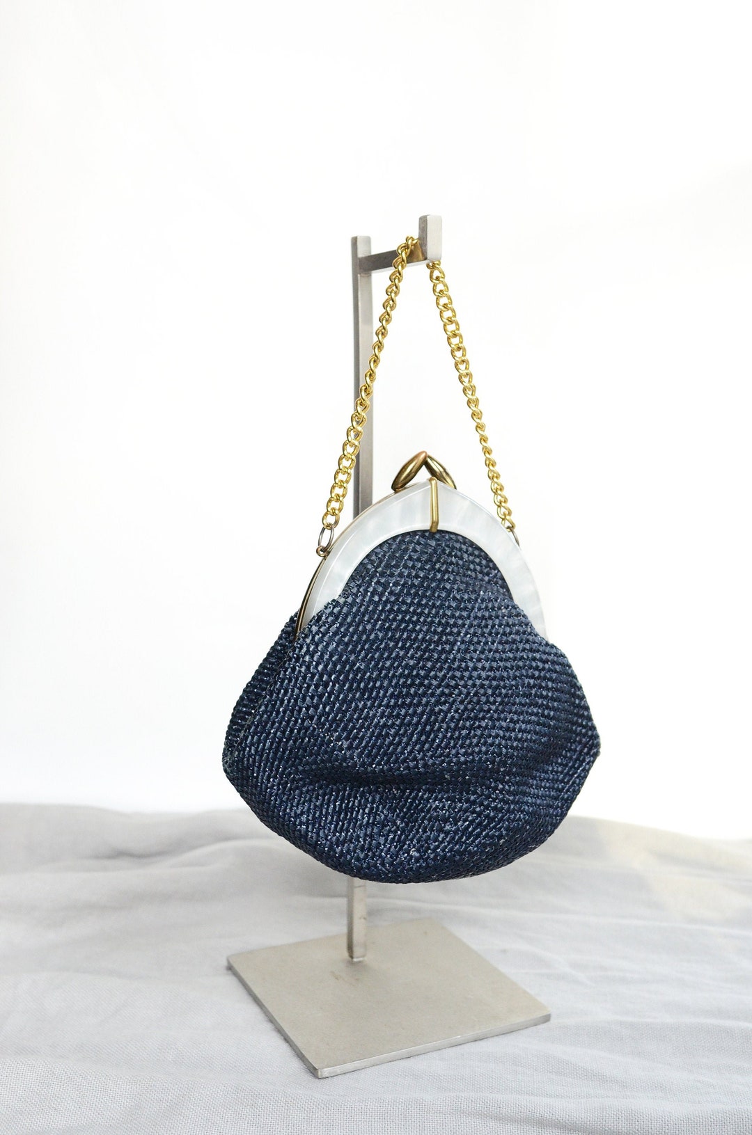 1950s Navy Straw Handbag - Etsy