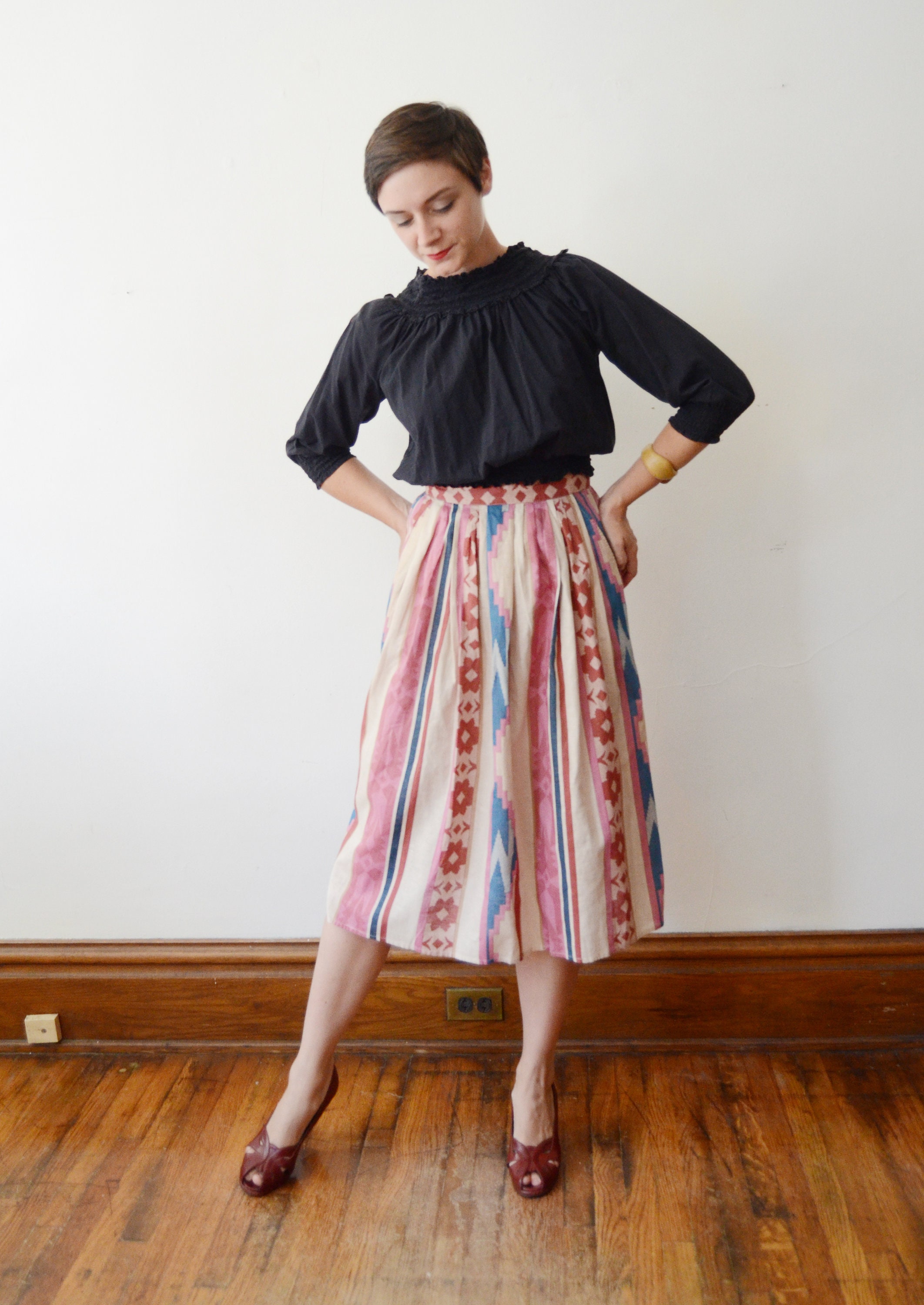 1970s Aline Southwestern Skirt - XS/S
