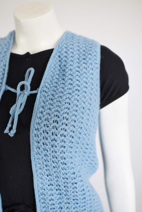 1970s Blue Knit Vest - S - Gem