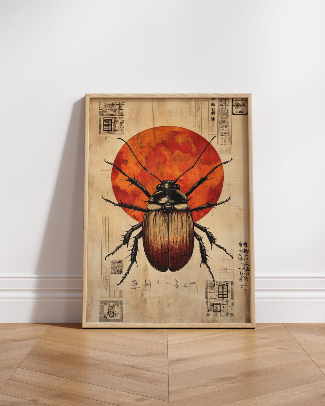 Artistic Beetle Matte Poster for Unique Home Decor| Japanese Aesthetic ...