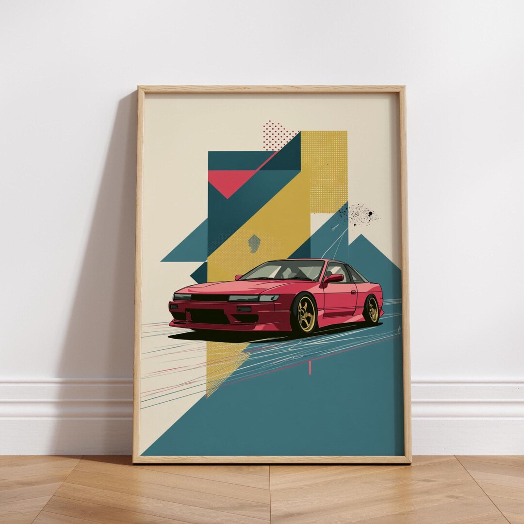JDM Sports Car Poster Minimalist, Retro Japanese Car Wall Art, Drift ...