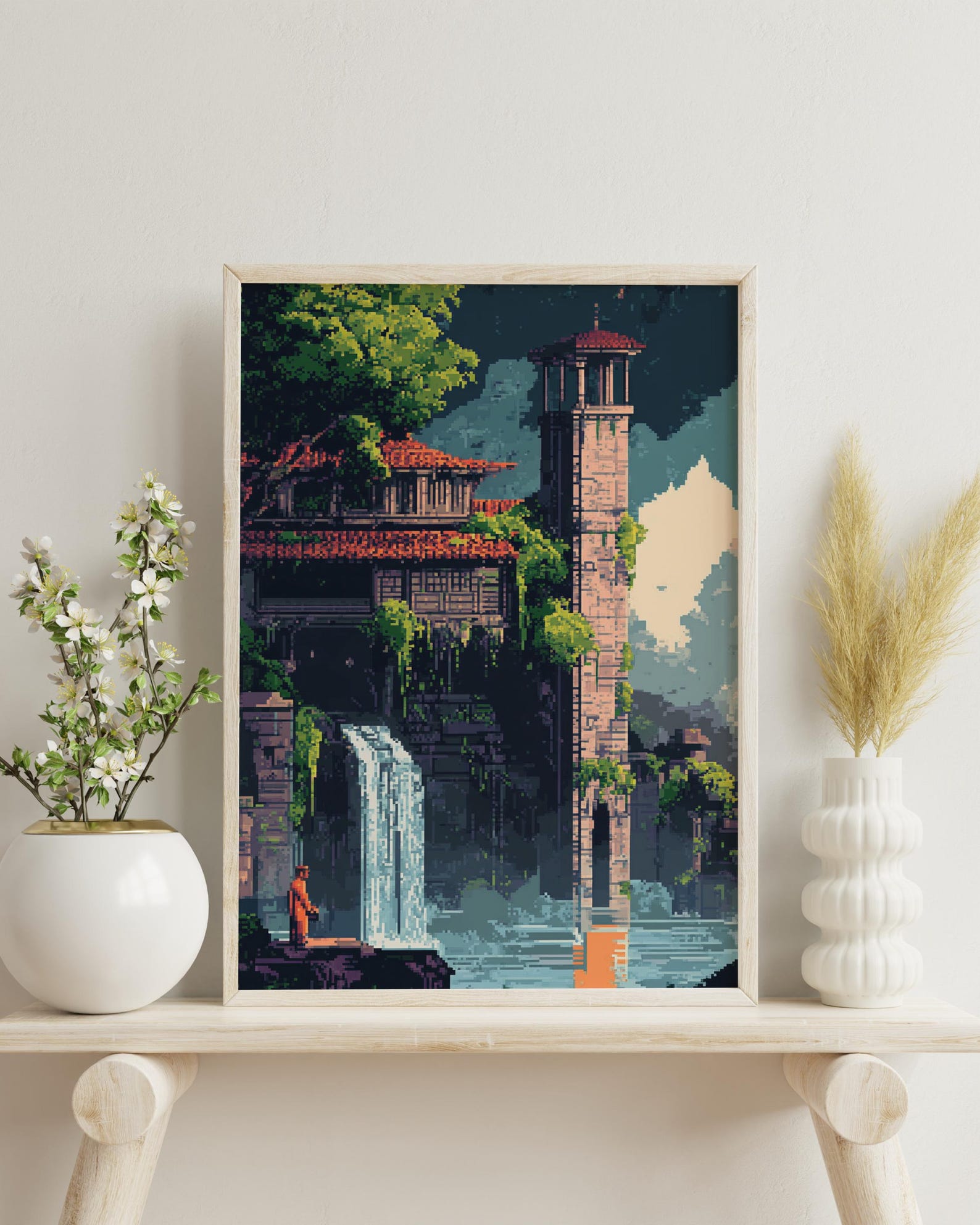 Serene 8-bit Vertical Posters, Home Decor, Art Prints, Nature Wall Art ...