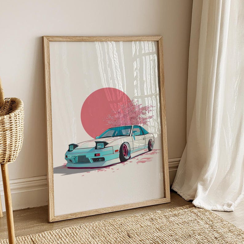 JDM Drift Car Poster, Japanese Car Wall Art, Sakura Car Poster, JDM ...
