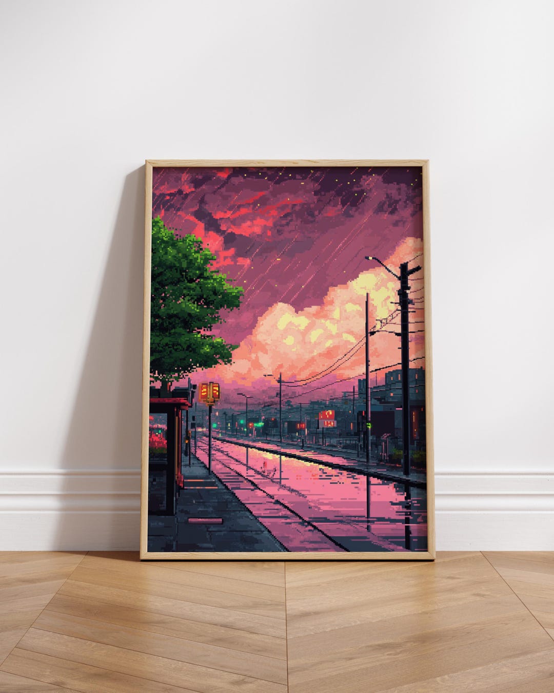 Vibrant 8-bit Matte Posters, Retro Cityscape Wall Art, Aesthetic Room ...
