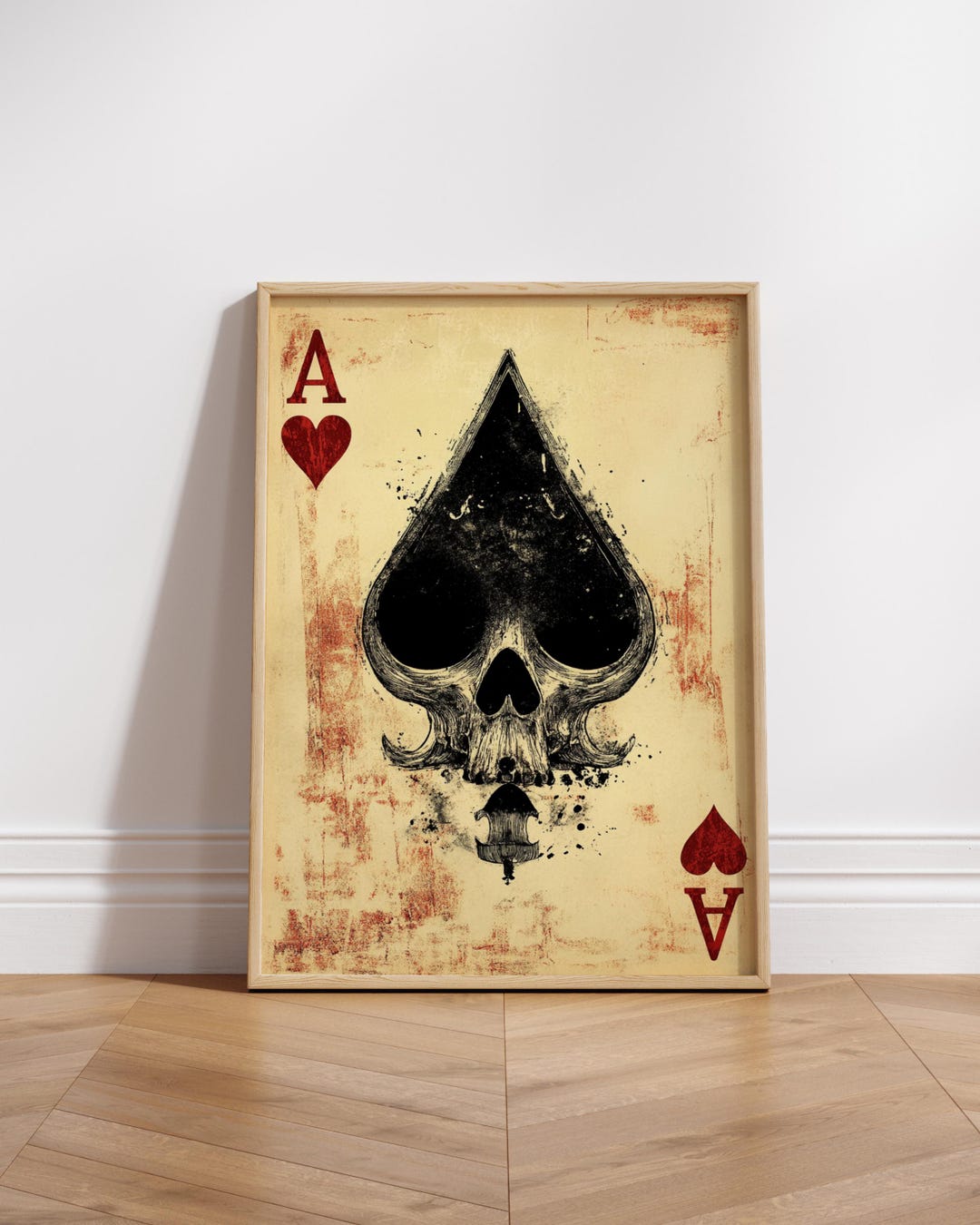 Gothic Ace of Spades Poster: Skull Playing Card Art, Digital Download ...