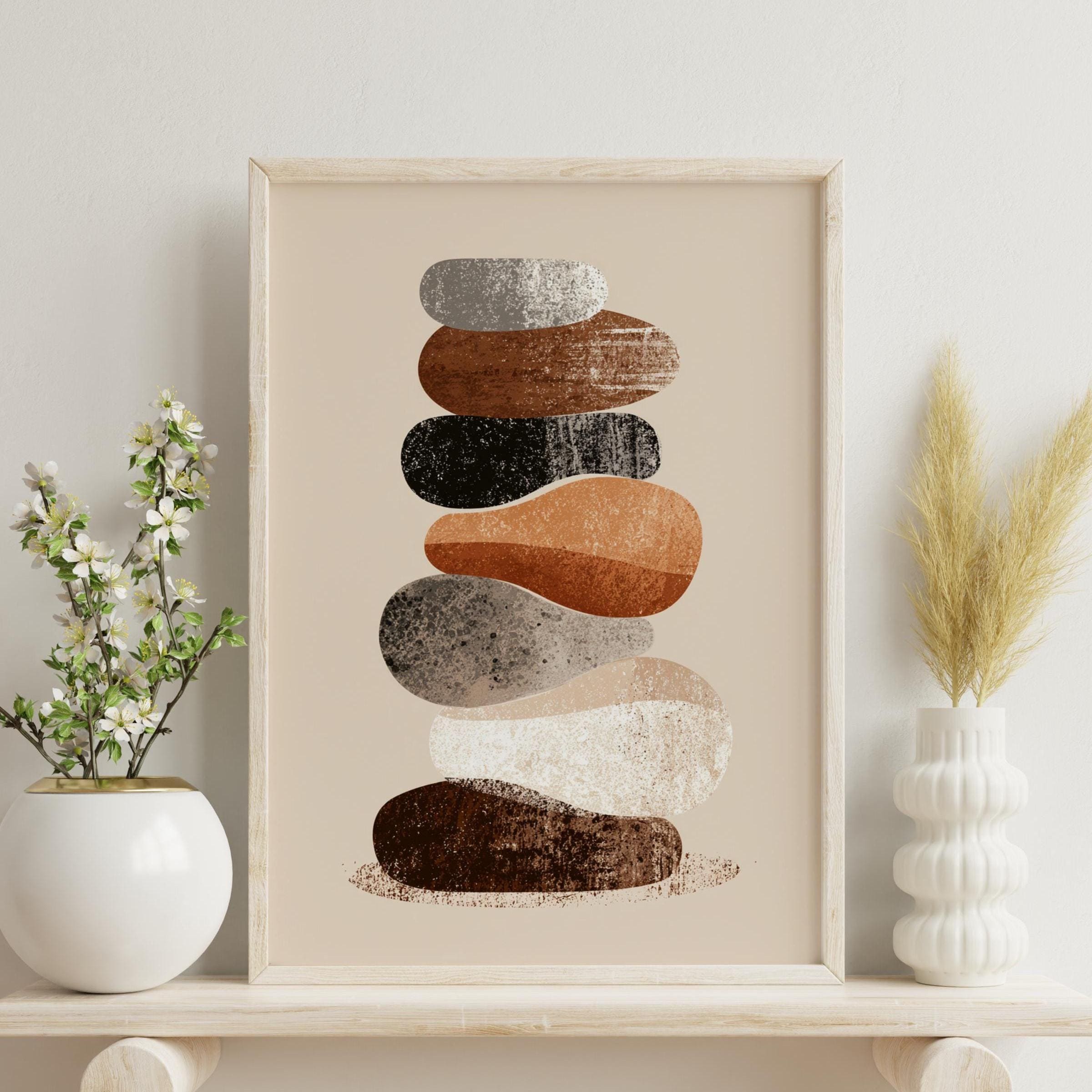 Mid Century Modern Stacked Stones Print, Abstract Geometric Wall Art - Etsy