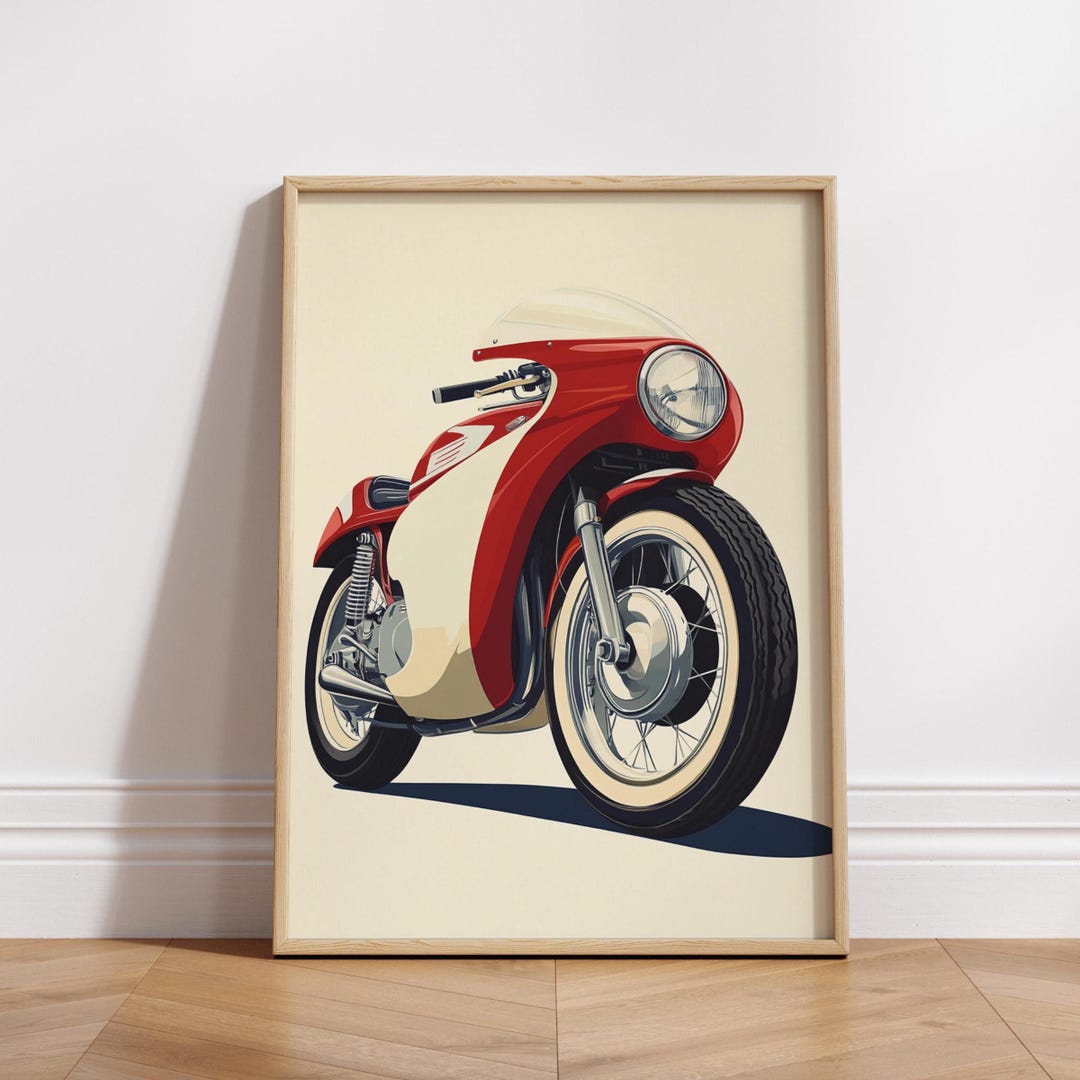 Vintage Cafe Racer Motorcycle Poster, Retro Classic Bike Wall Art ...