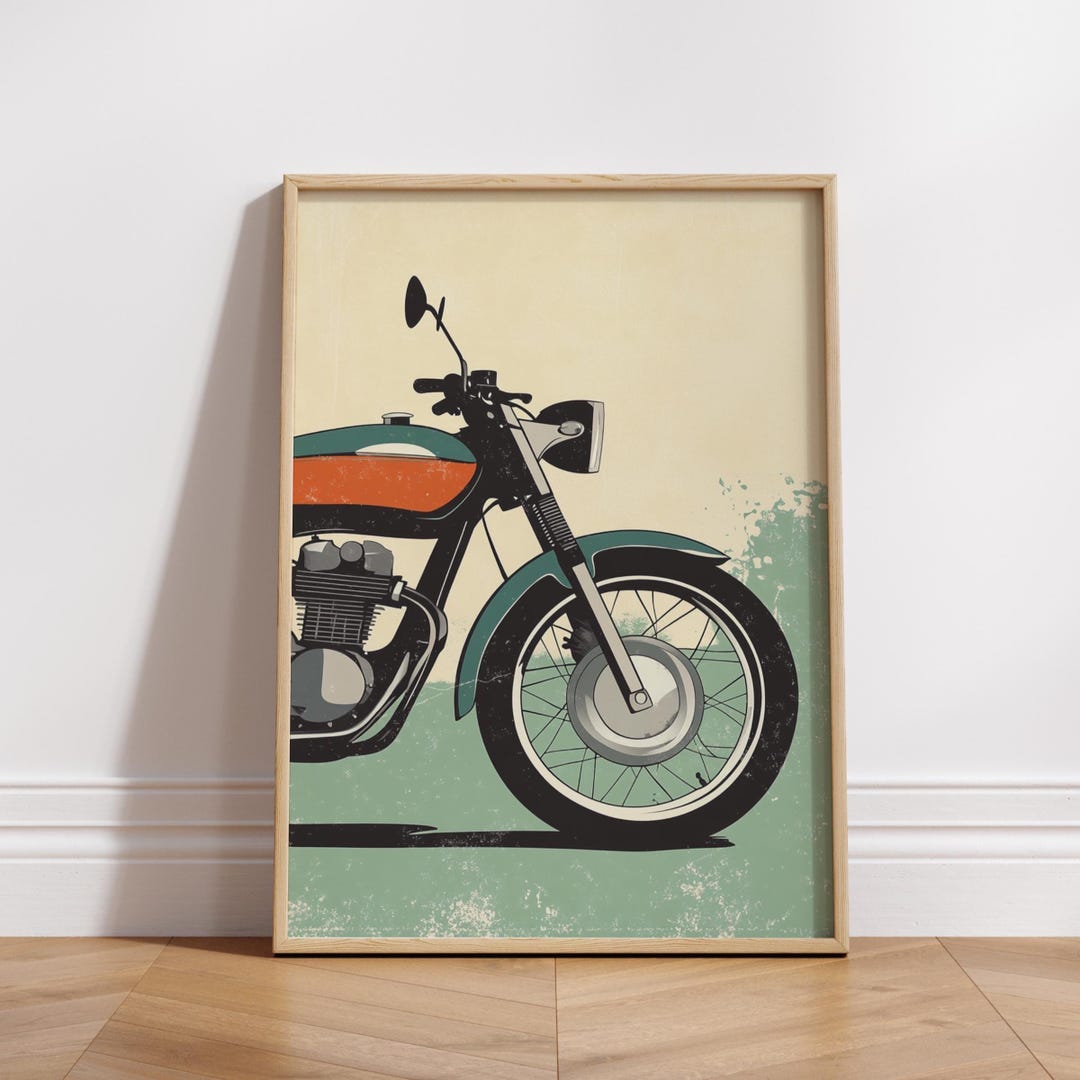 Vintage Motorcycle Poster Minimalist, Retro Motorcycle Wall Art ...