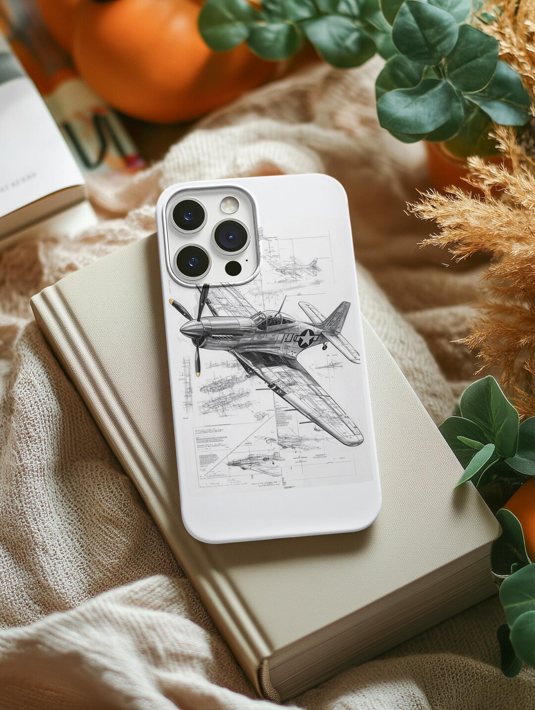 Vintage P-51 Mustang Airplane Slim Phone Cases, Cool Pilot Phone Cover ...