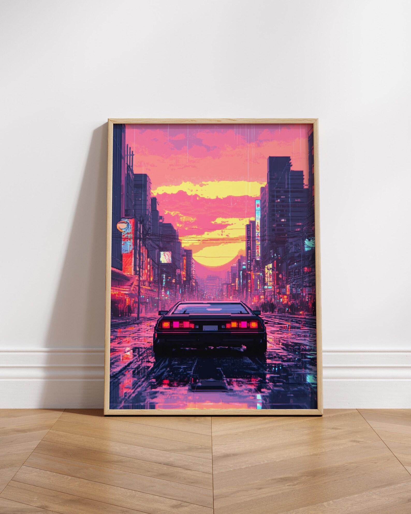 Retro Neon City Poster | Matte Vertical Posters, Wall Art, Home Decor ...