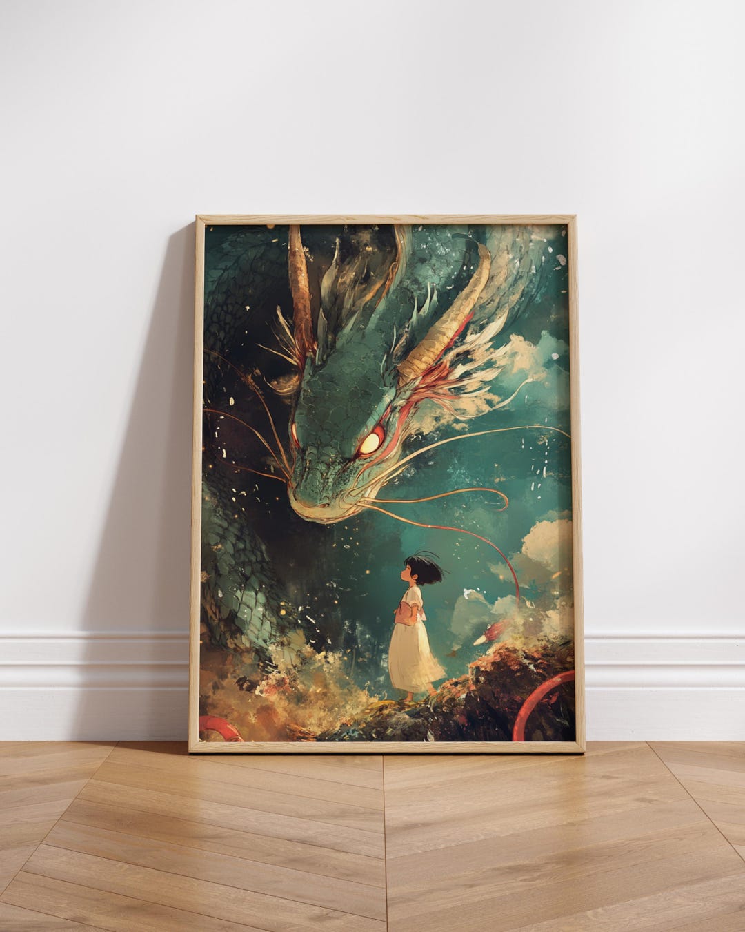 Dragon & Girl Poster Magical Dragon Artwork | Whimsical Wall Decor ...