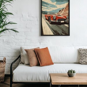Retro Sports Car Poster, Vintage Automobile Wall Art - Etsy