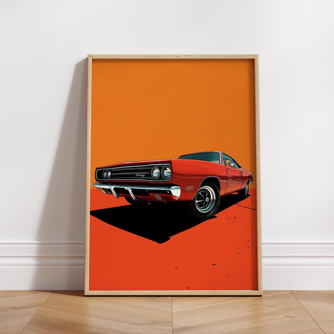 Vintage Muscle Car Poster, Classic American Car Wall Art, Mopar Car ...
