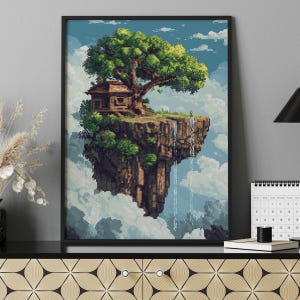 Serene 8 Bit Art Adventure Matte Poster, Landscape Wall Art, Nature ...