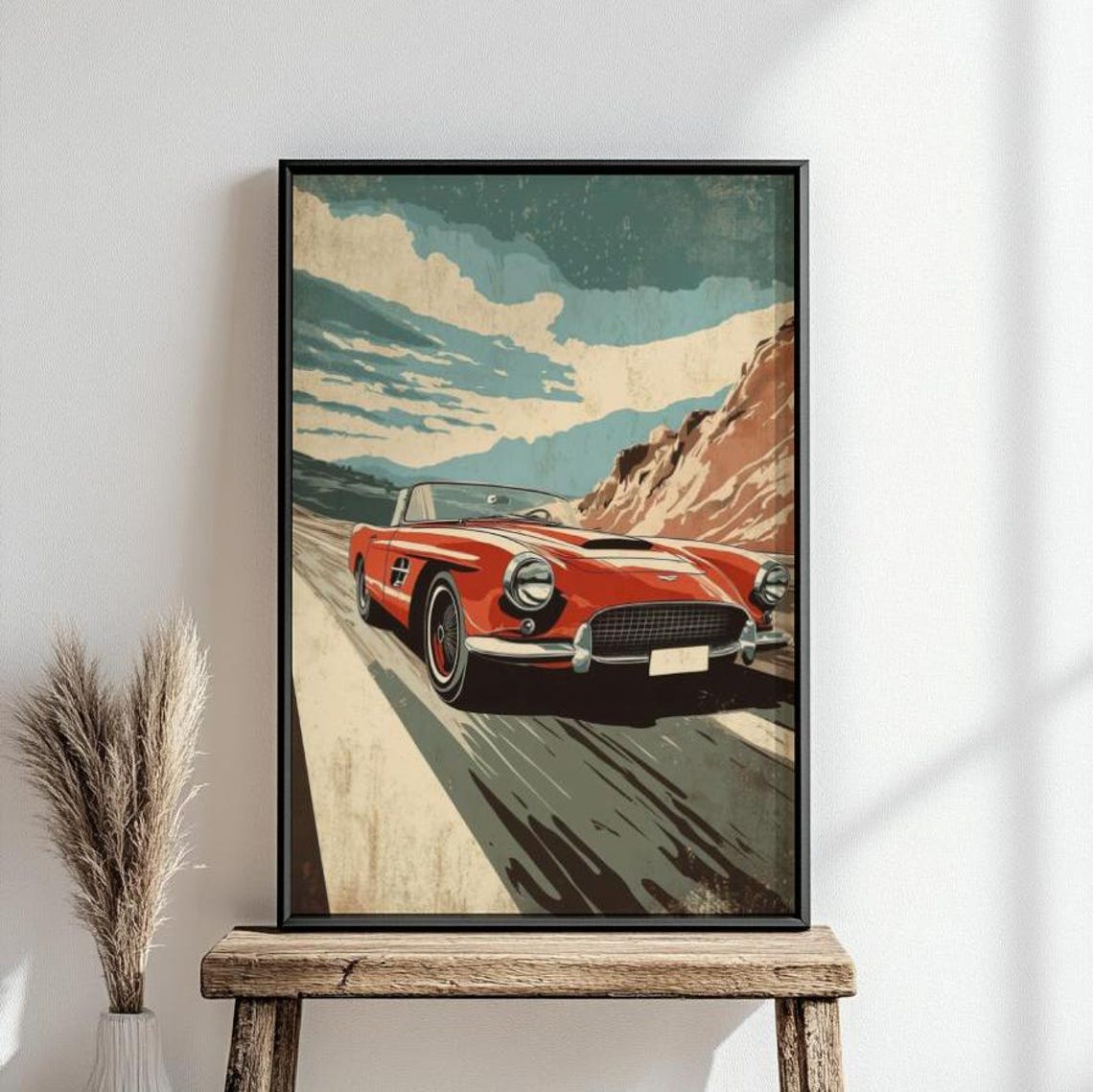 Retro Sports Car Poster, Vintage Automobile Wall Art - Etsy