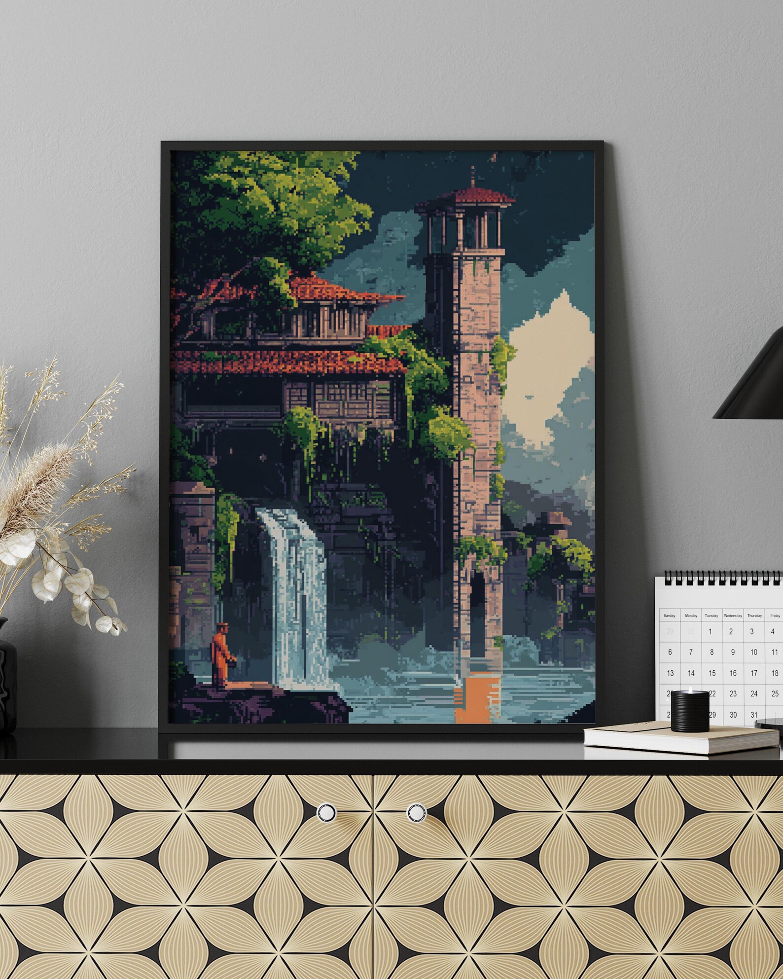 Serene 8-bit Vertical Posters, Home Decor, Art Prints, Nature Wall Art ...