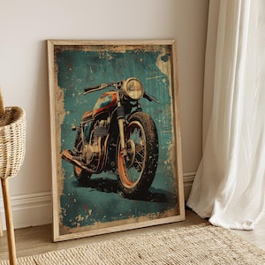 Vintage Motorcycle Matte Poster |retro Wall Art Decor for Biker ...