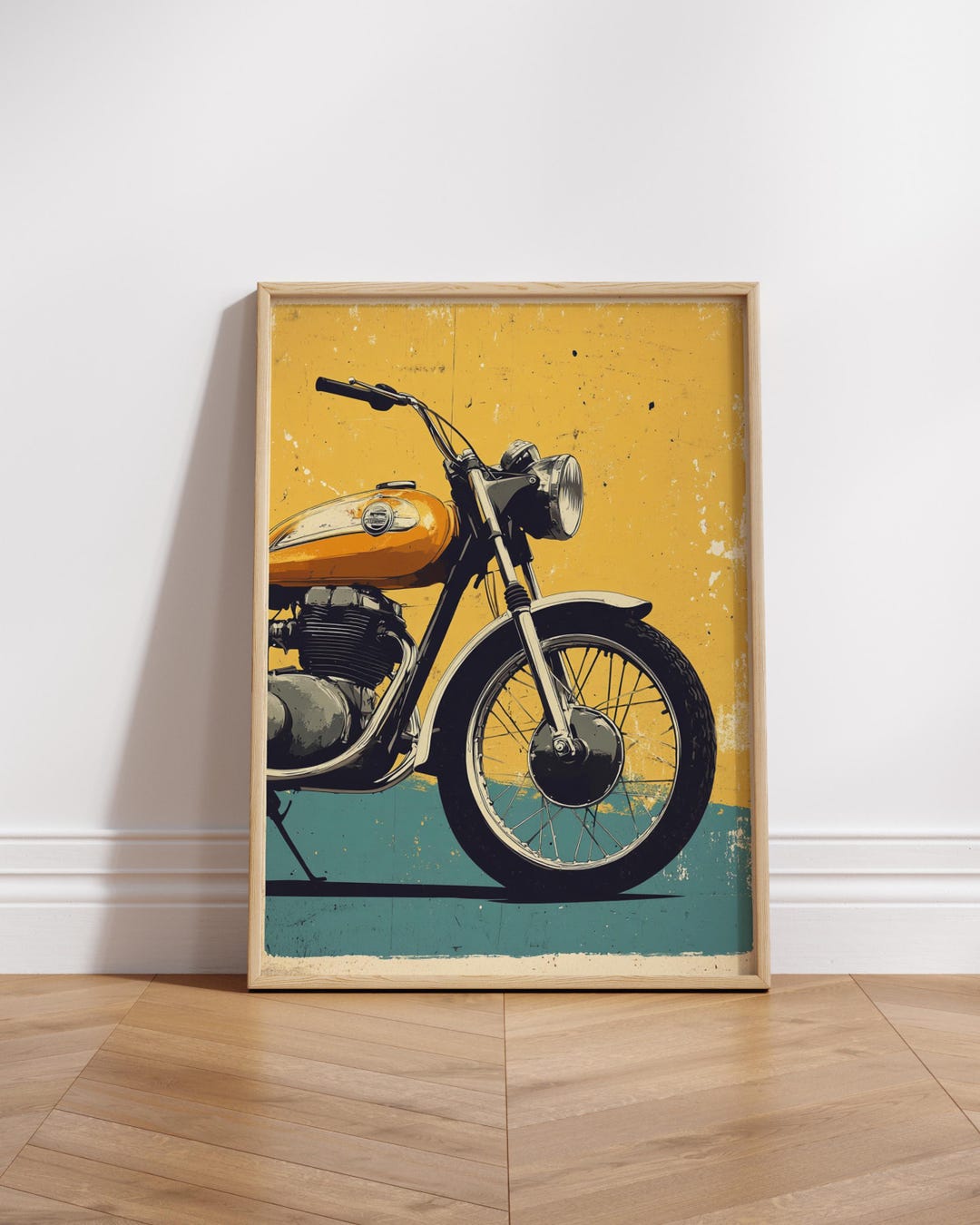 Retro Motorcycle Art Print - Matte Vertical Posters, Vintage Wall Decor ...