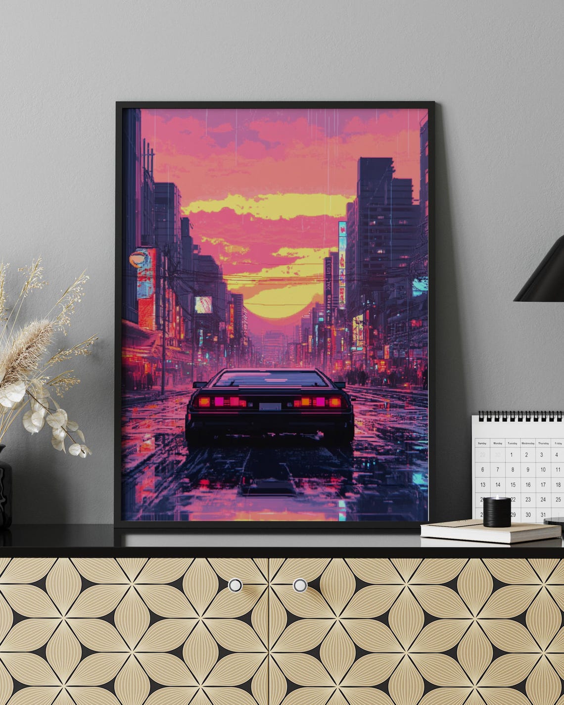 Retro Neon City Poster | Matte Vertical Posters, Wall Art, Home Decor ...