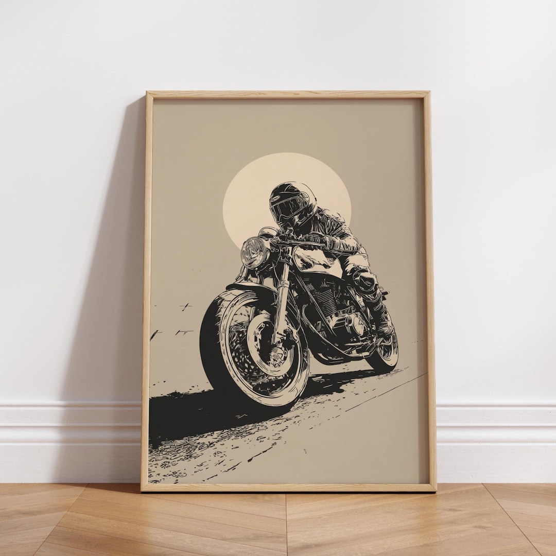 Cafe Racer Motorcycle Wall Art Digital Download | Retro Rider ...