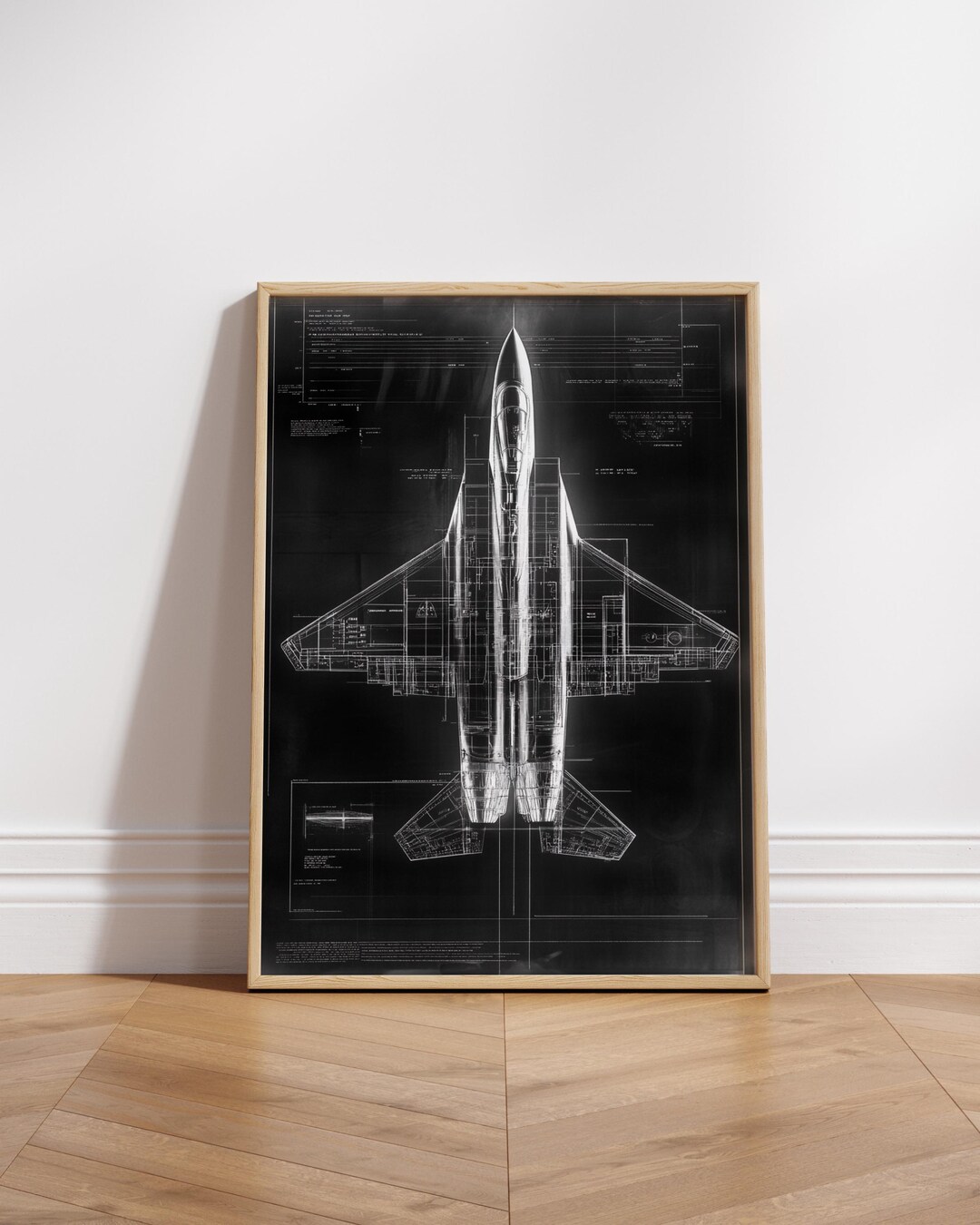 Fighter Jet Blueprint Poster, Aviation Art Print, Military Decor ...