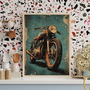 Vintage Motorcycle Matte Poster |retro Wall Art Decor for Biker ...