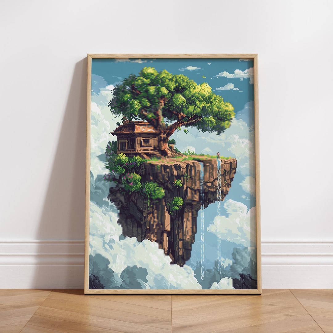 Serene 8 Bit Art Adventure Matte Poster, Landscape Wall Art, Nature ...