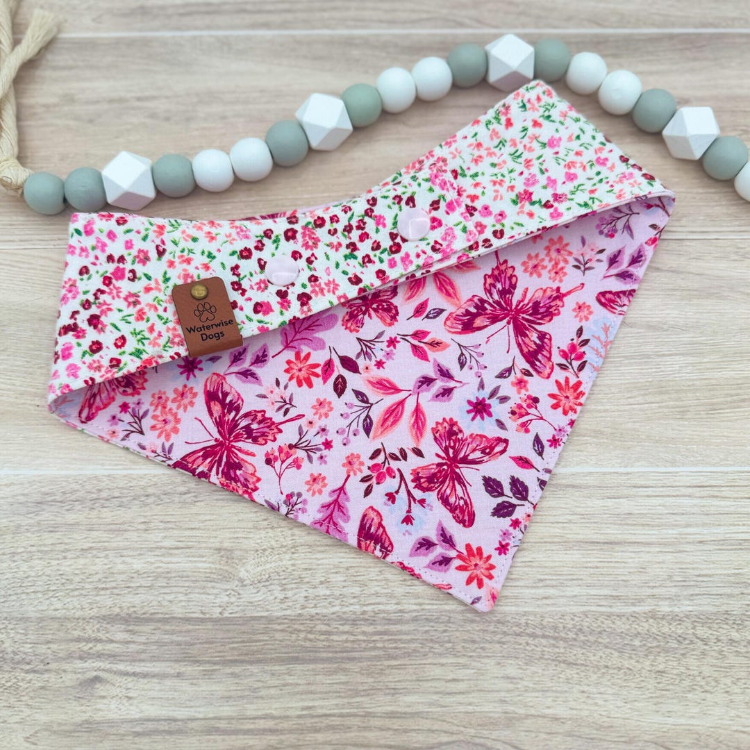 Summer Dog Reversible Bandana With Double Snaps – Floral Print and ...