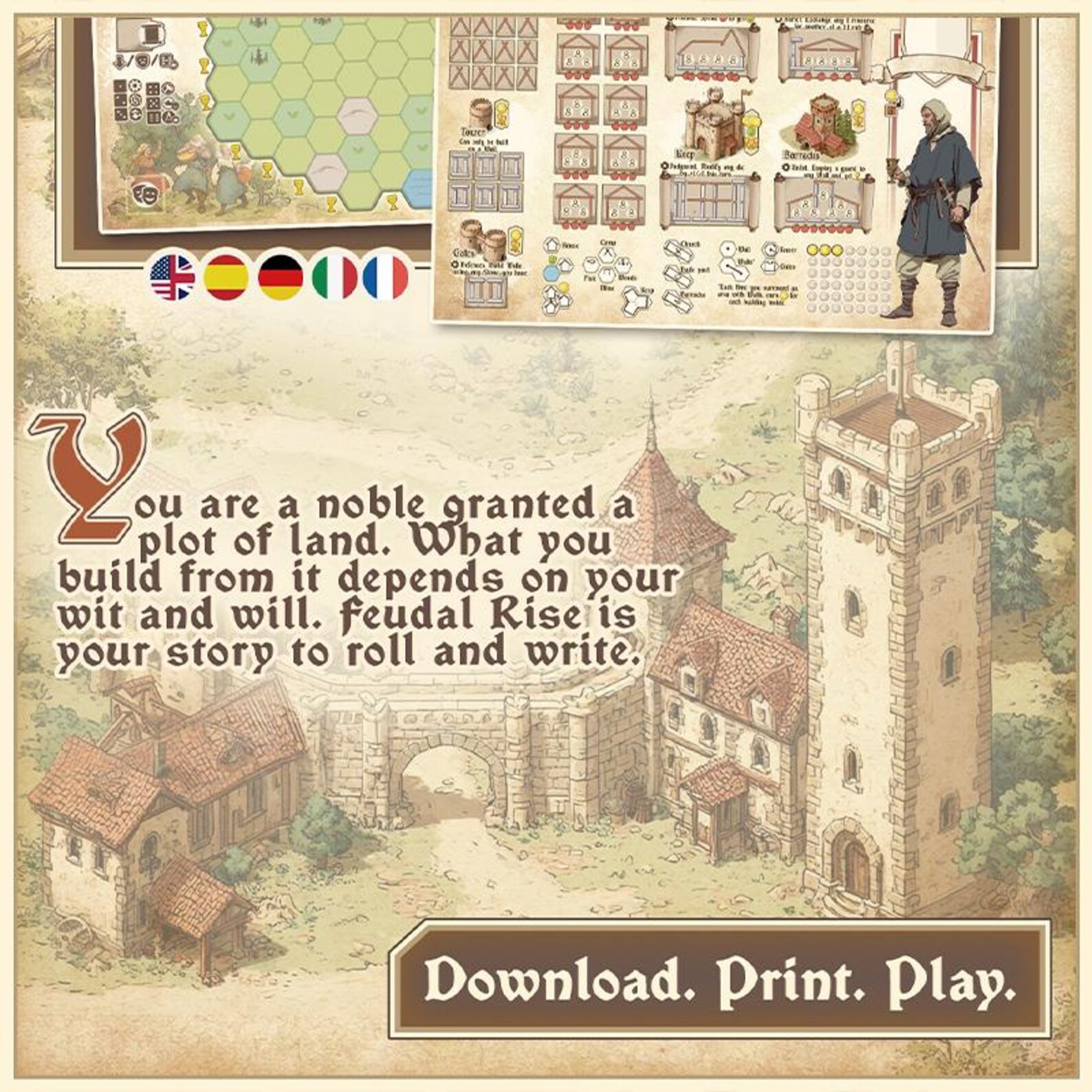 Board Game: Feudal Rise - Four Noble Heroes Addon [print and Play/pnp ...