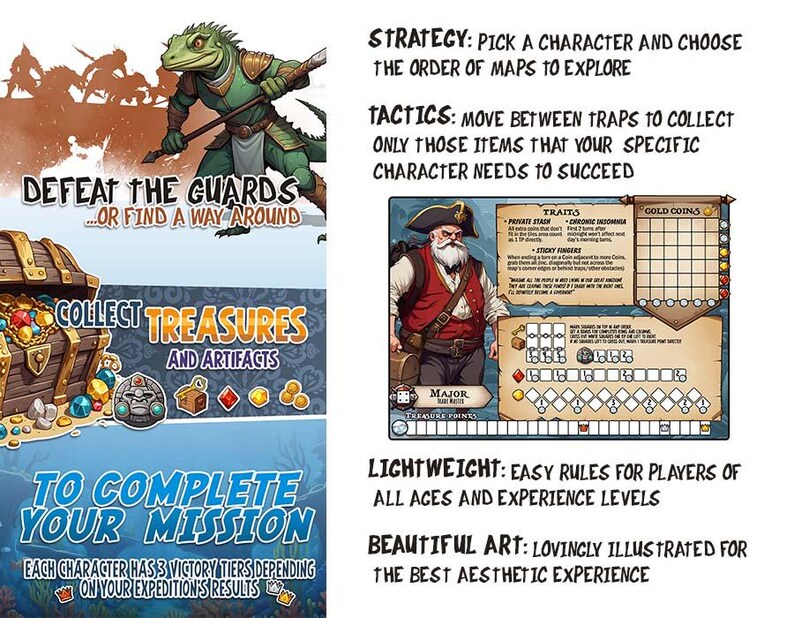 Treasures Lost - Fantasy Adventure Printable Roll and Write Boardgame ...