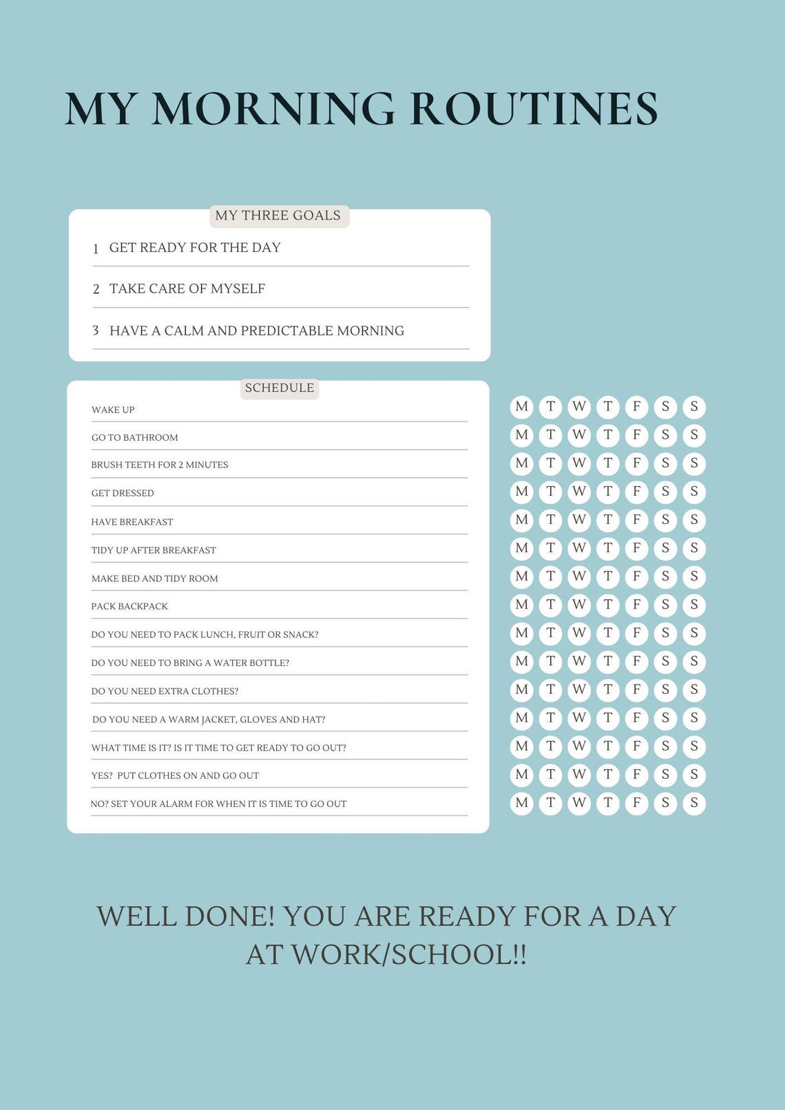 Morning Routines, ADHD, Autism, Planner, Routine, Checklist, Simple ...